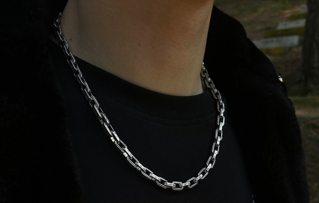 Mens Heavy Link Chain 925 Sterling Silver Bracelet and Necklace - Etsy