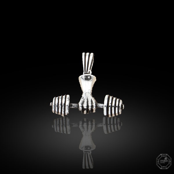 Silver Dumbell Pendant - Etsy