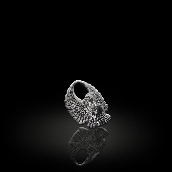 Hawk Ring Sterling Silver 3D Hawk Handmade Men Ring Unique - Etsy