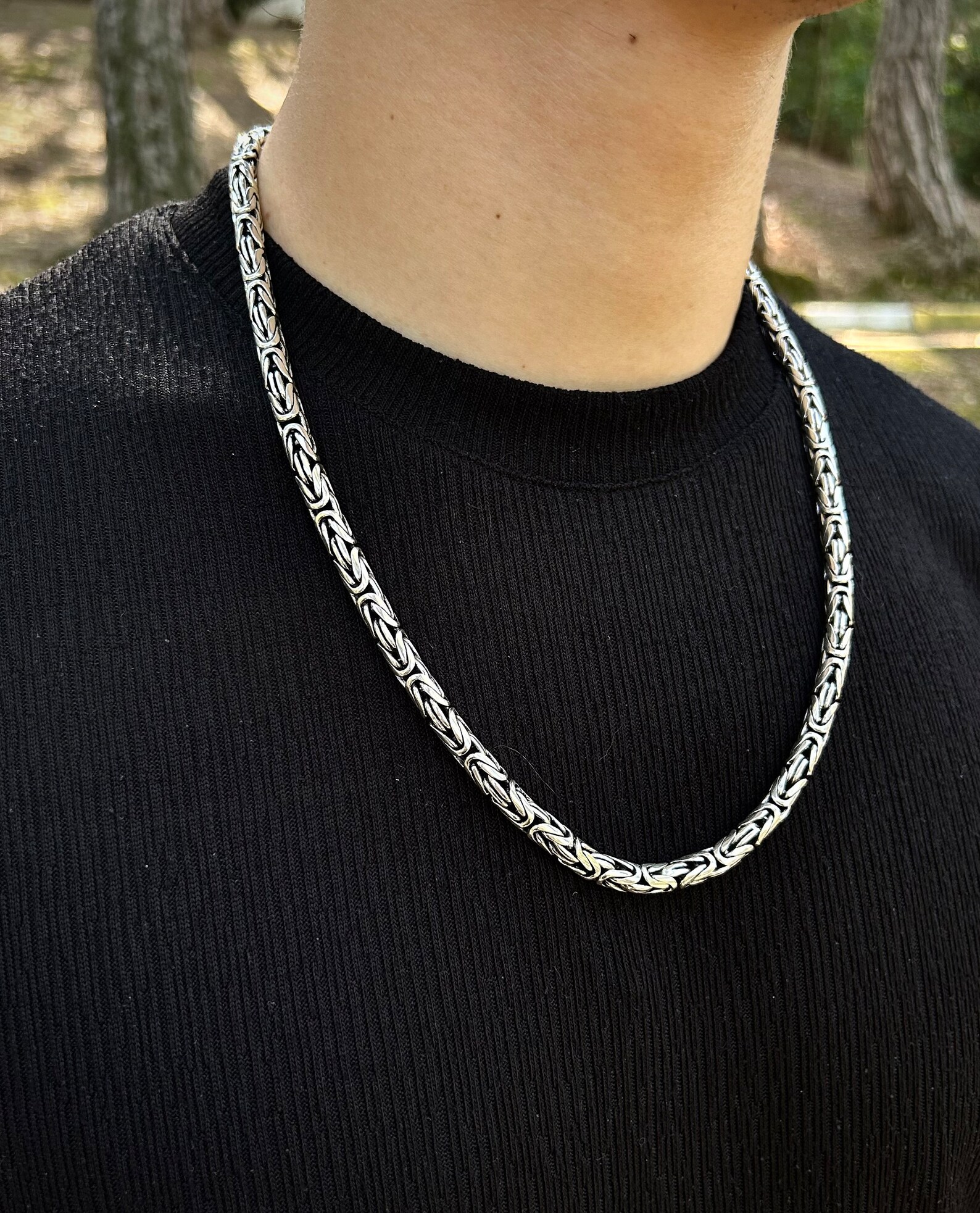 Men's Byzantine King Chain Necklace: Heavy 925 Sterling Silver Bali ...
