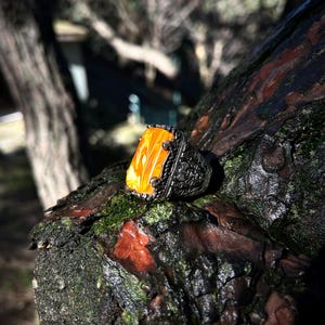 Mens 925 Silver Iranian Big Ring Made in Turkey, Heavy Yellow Stone ...