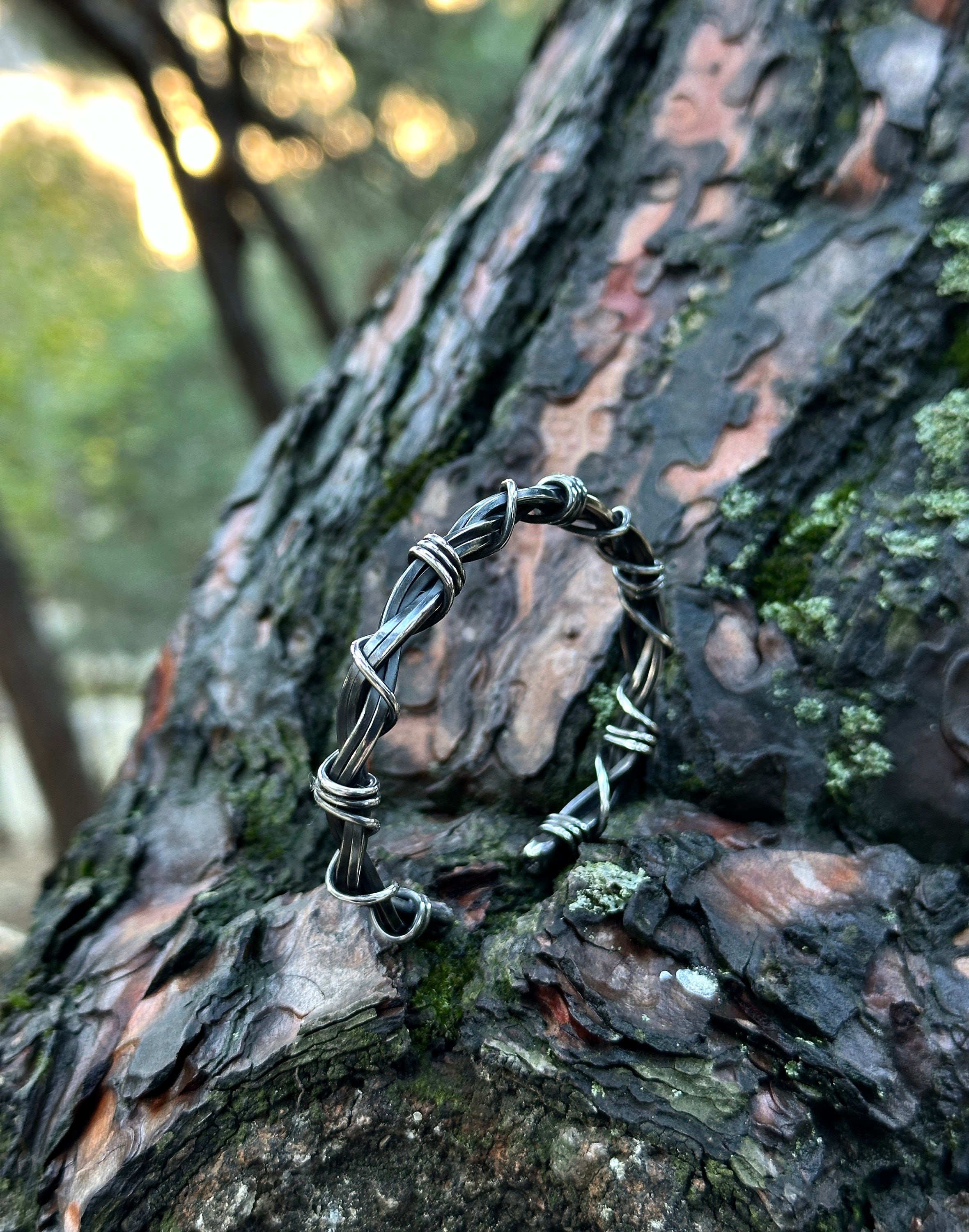 Adjustable 925 Sterling Silver Barbed Wire Bracelet - Gothic Cuff - Etsy