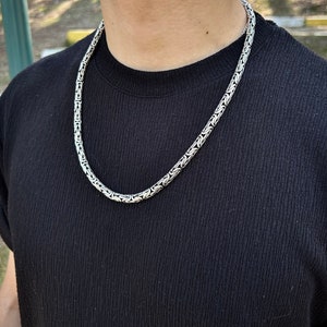 Men's Byzantine King Chain Necklace: Heavy 925 Sterling Silver Bali ...