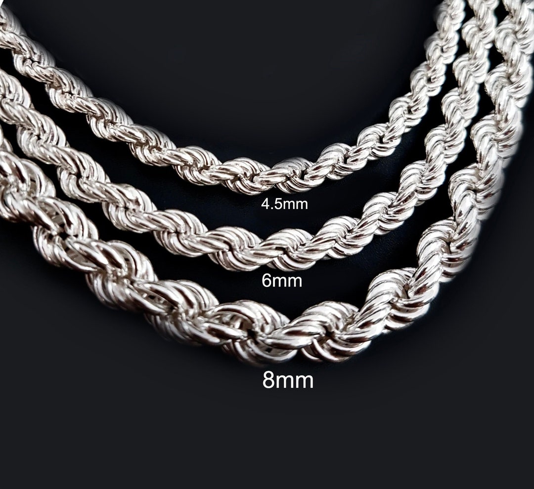 Handmade 925 Sterling Silver Rope Chain Necklace - Etsy