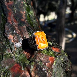 Mens 925 Silver Iranian Big Ring Made in Turkey, Heavy Yellow Stone ...