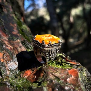 Mens 925 Silver Iranian Big Ring Made in Turkey, Heavy Yellow Stone ...