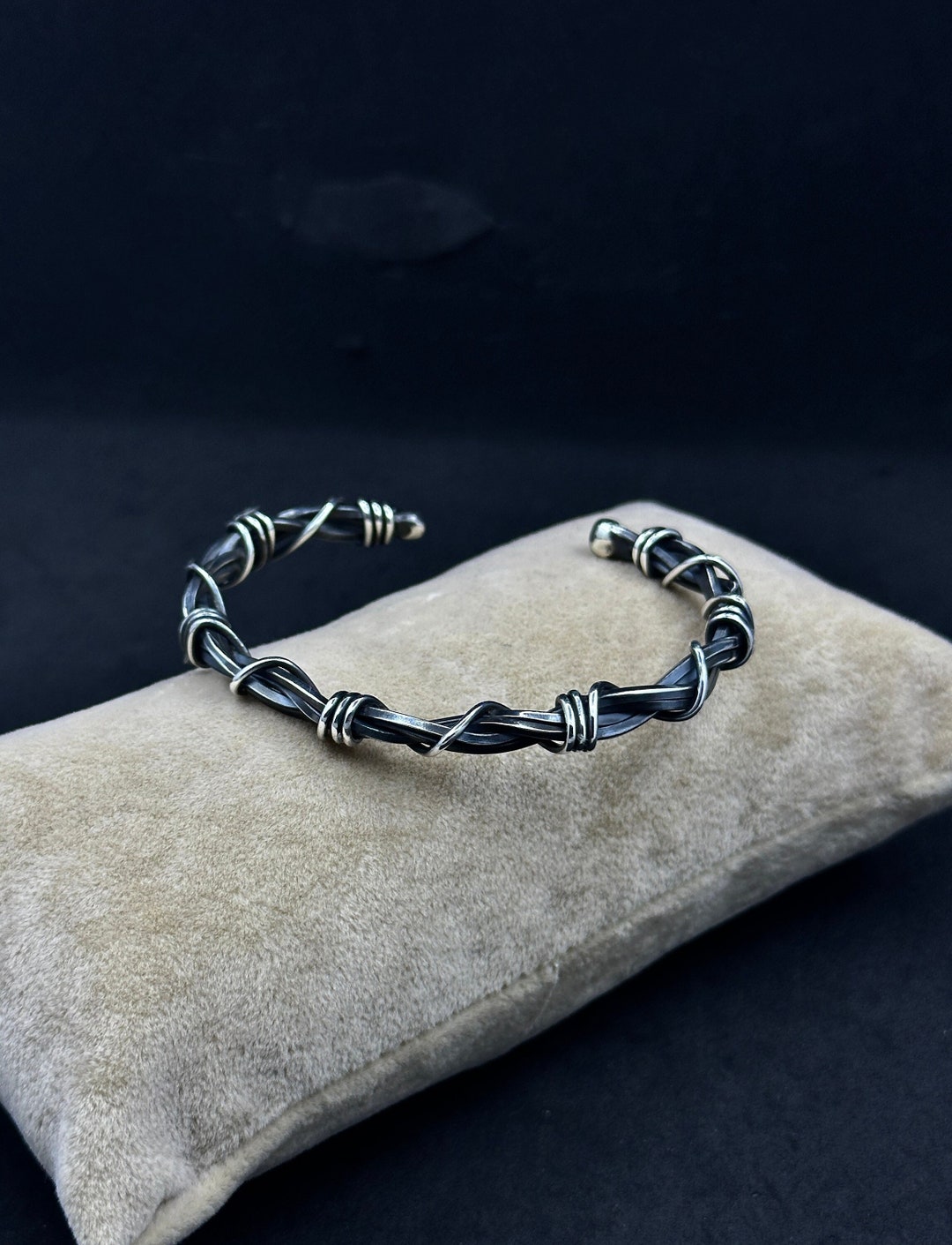 Adjustable 925 Sterling Silver Barbed Wire Bracelet - Gothic Cuff - Etsy