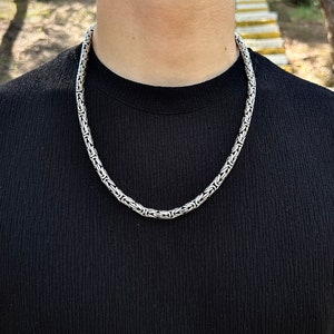 Men's Byzantine King Chain Necklace: Heavy 925 Sterling Silver Bali ...