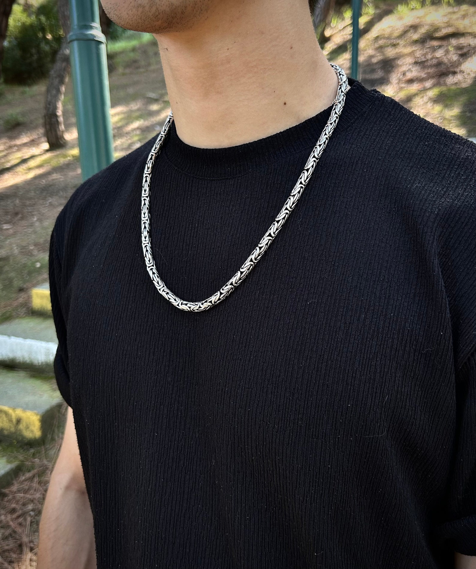 Men's Byzantine King Chain Necklace: Heavy 925 Sterling Silver Bali ...