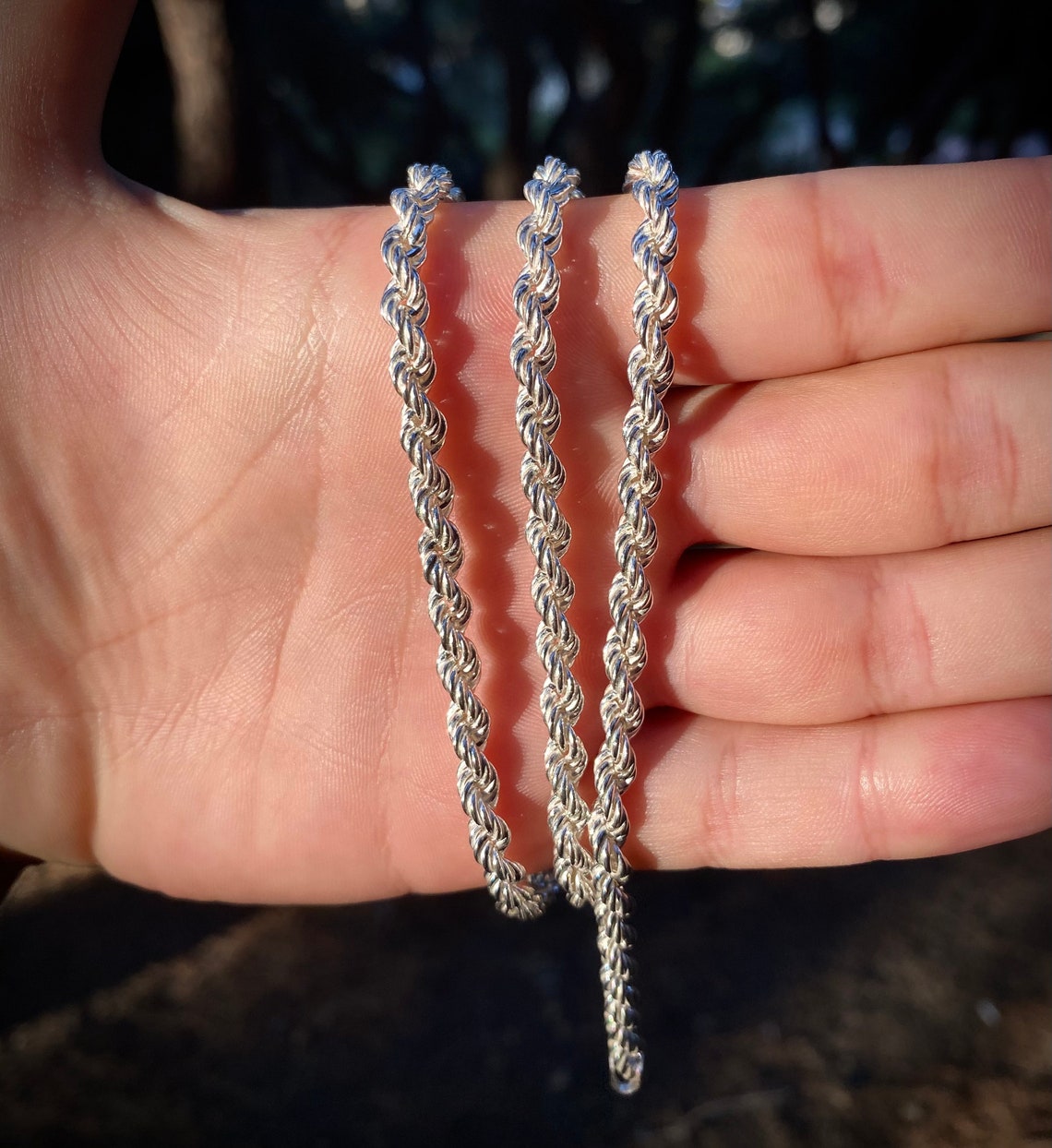 4.5mm-6mm-8mm Rope Chain Necklace 925 Sterling Silver - Etsy