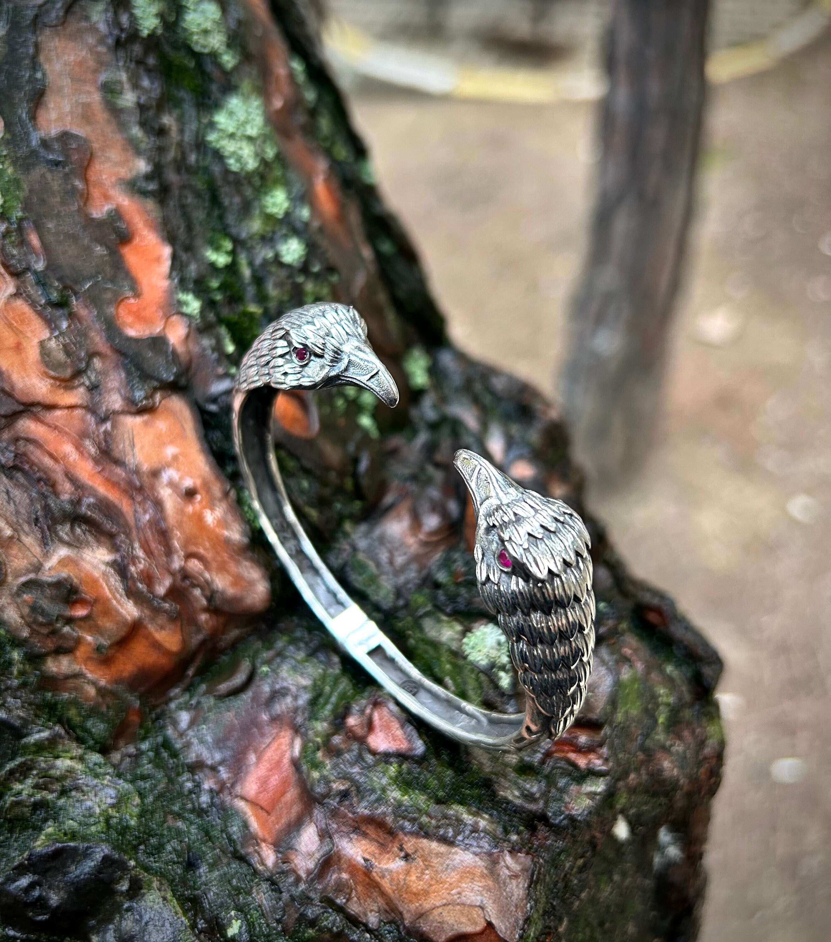 Odin's Raven Bracelet: 925 Sterling Silver Crow Bangle, Norse Mythology ...