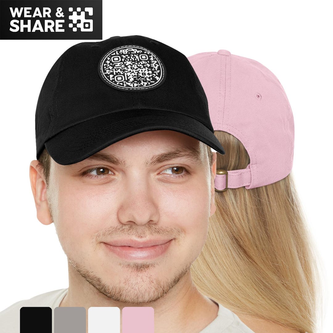Wear&share | Scannable QR Code Hat | Leather Patch Beanie With ...