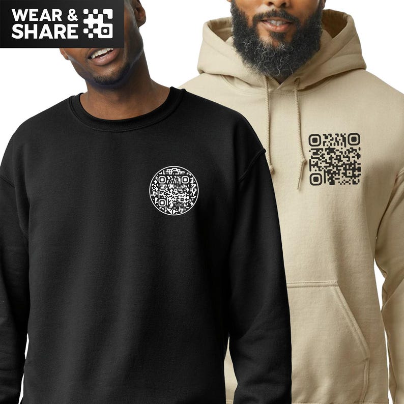 Wear&share Scannable QR Code Hoodie and Sweatshirt QR Design on Chest ...