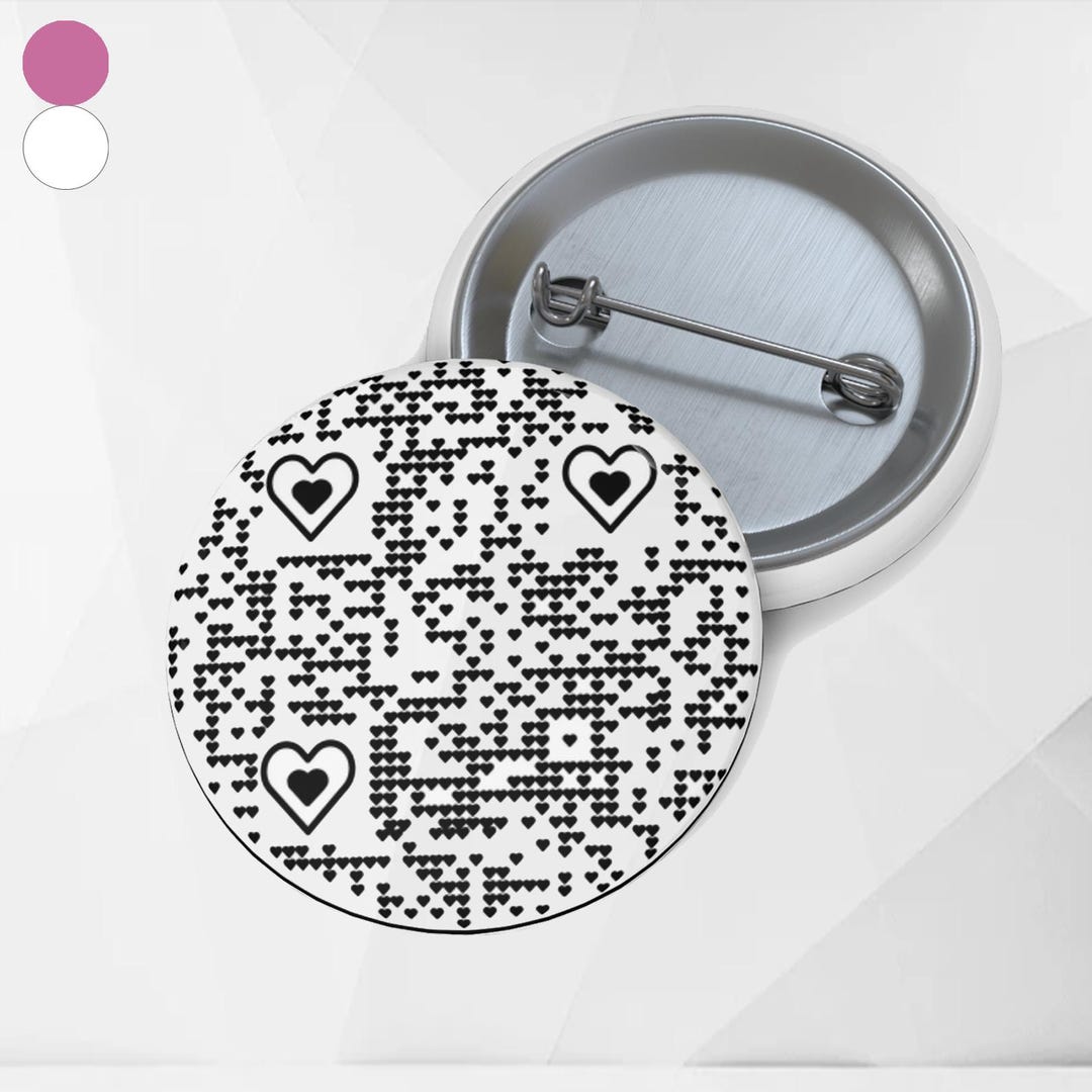 Wear & Share Scannable QR Code Pin Button Round Design for Social Media ...