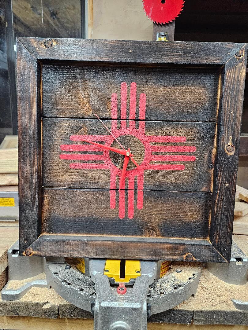 Red Zia Symbol Clock - Etsy