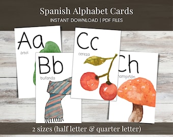 Spanish Alphabet Cards, Printable, Preschool Classroom, Homeschool ...