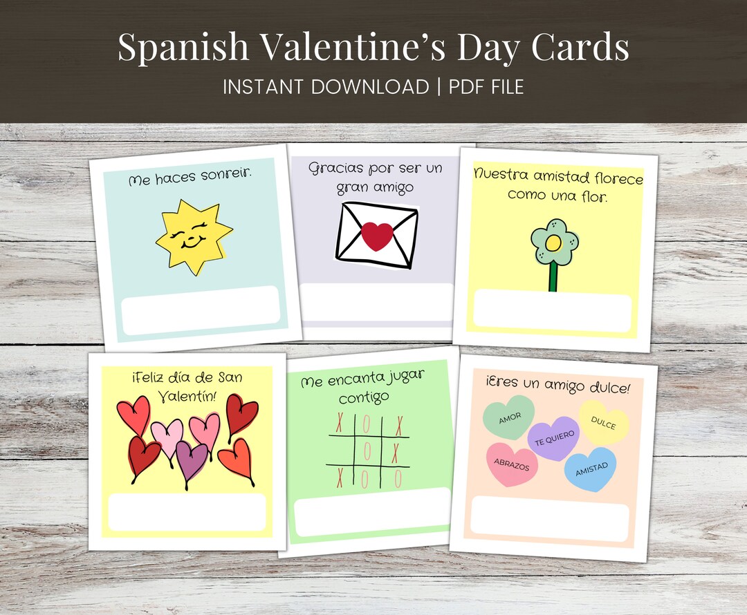 Spanish Valentine's Day Cards, Dia De San Valentin, Printable, US ...