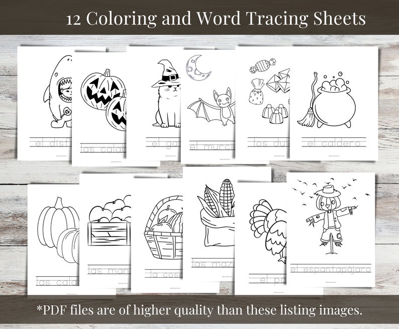 Spanish Tracing, Counting, and Coloring Worksheets, Halloween Theme ...