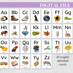 Alphabet Cards With Real Pictures Printable Flashcards - Etsy