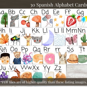 Spanish Alphabet Cards, Printable Educational Cards, Preschool ...