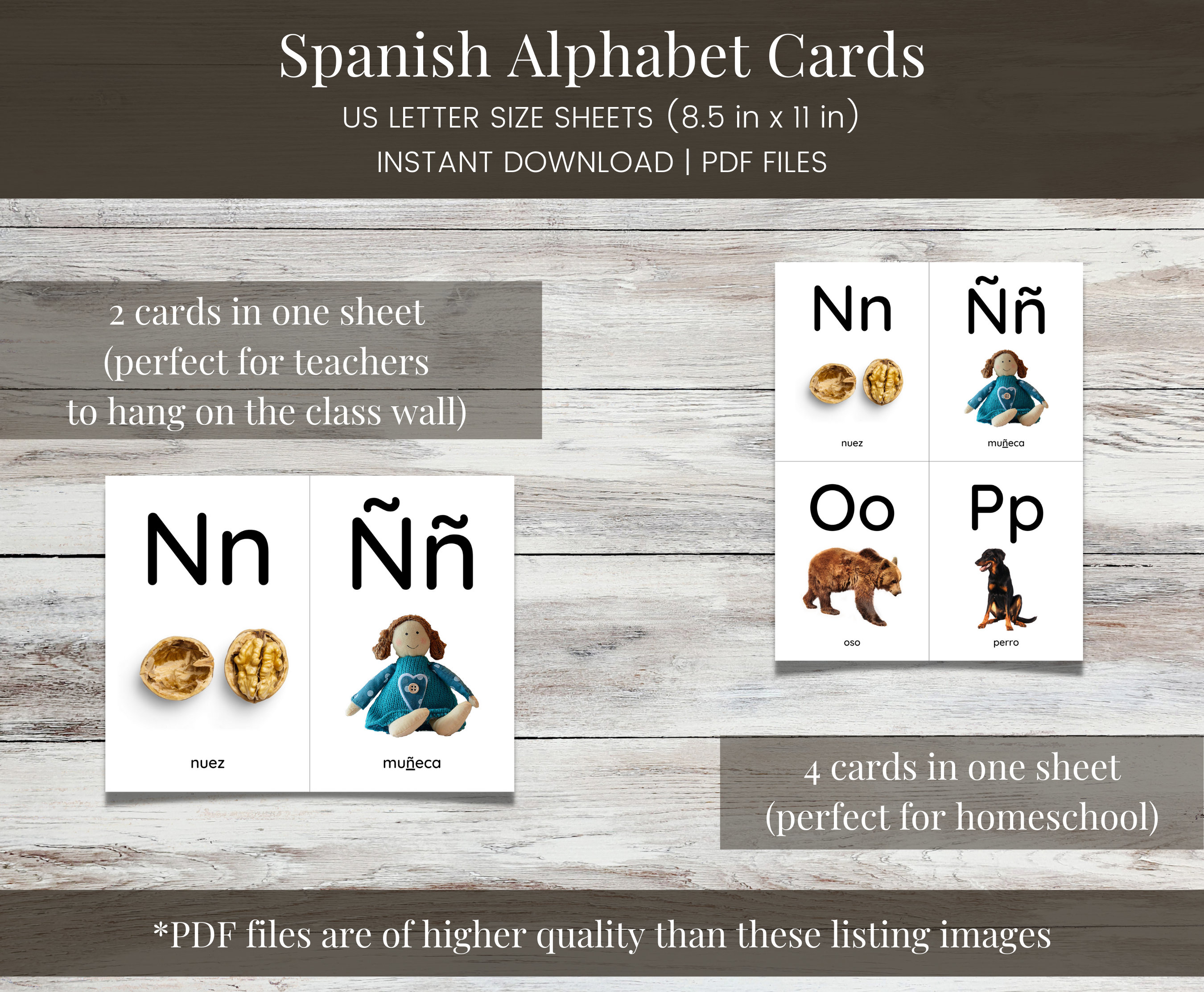 Spanish Alphabet Cards, Printable, Preschool Classroom, Homeschool ...