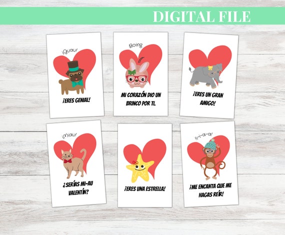 Spanish Valentine's Day Cards Dia De San Valentin Kids | Etsy