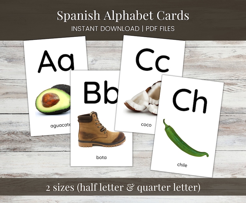 Spanish Alphabet Cards, Printable, Preschool Classroom, Homeschool ...