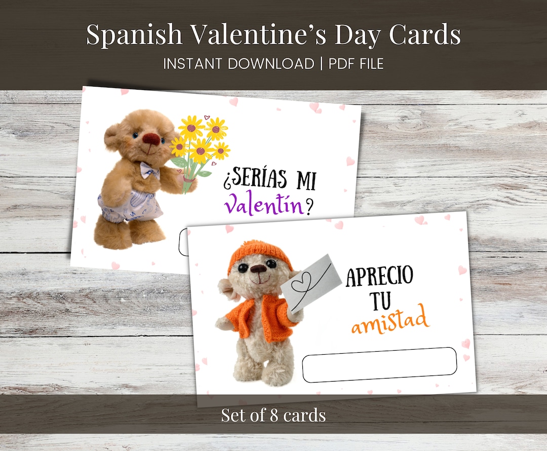 Spanish Valentine's Day Cards for Kids, Dia De San Valentin, Printable ...