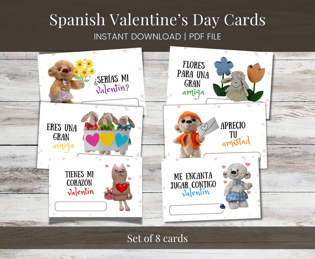 Spanish Valentine's Day Cards for Kids, Dia De San Valentin, Printable ...