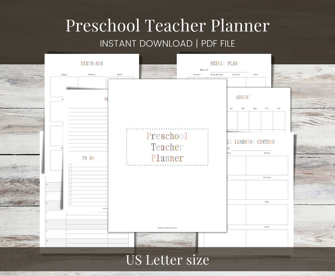Preschool Teacher Planning Sheets, Printable, US Letter Size - Etsy