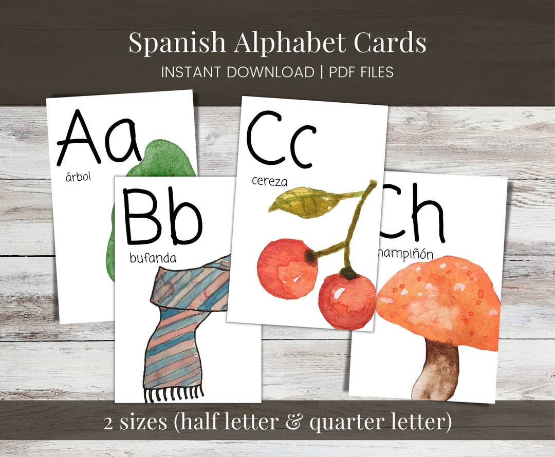 Spanish Alphabet Cards Printable Educational Cards Preschool - Etsy