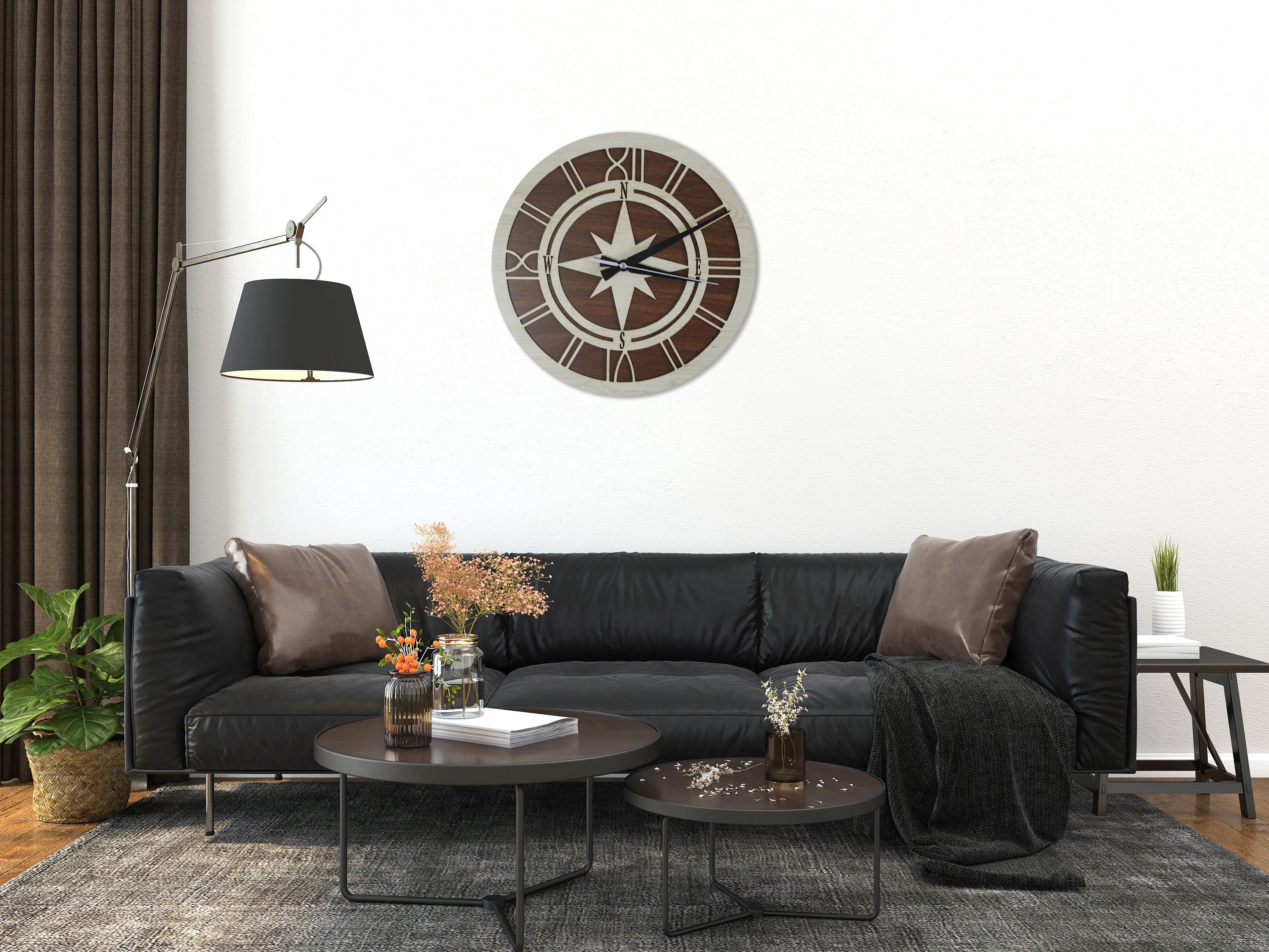 Modern Wall Clock,sundial Compass,brass Compass,compas Clock,direction ...