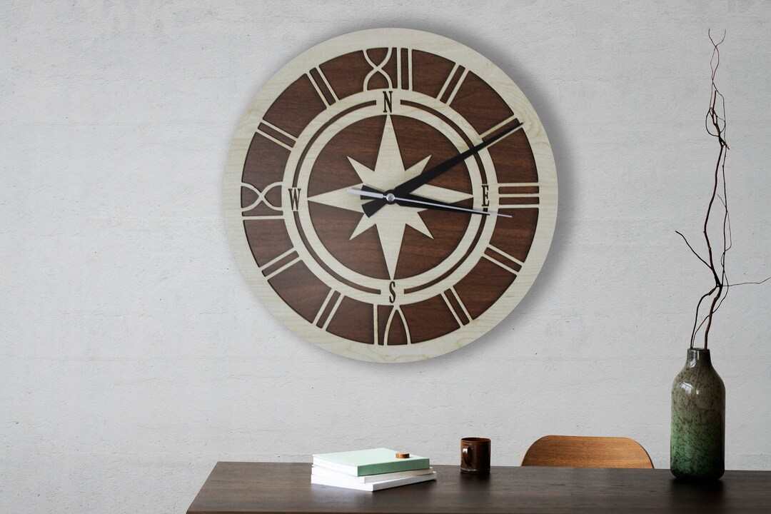 Modern Wall Clock,sundial Compass,brass Compass,compas Clock,direction ...