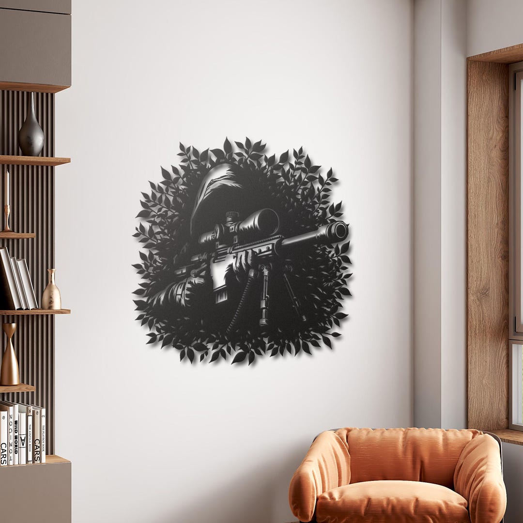Sniper Metal Wall Decor, Tactical Wall Art, Marksmanship Sign, Gamer ...