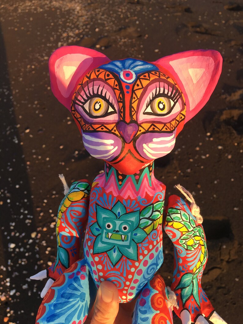 Alebrije Paper Mache Cat Mexican Alebrije Doll Mexican Home - Etsy