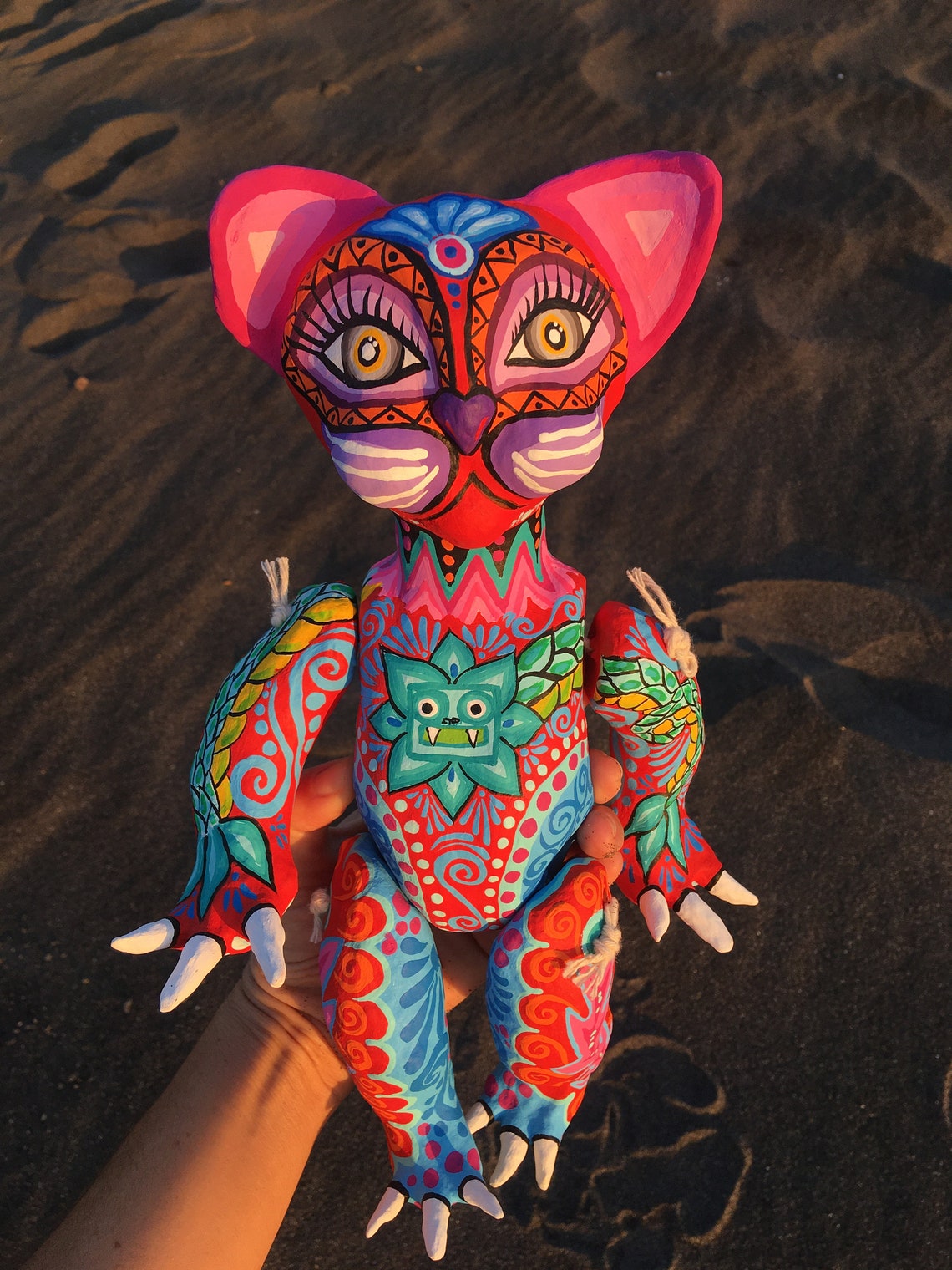Alebrije Paper Mache Cat Mexican Alebrije Doll Mexican Home - Etsy