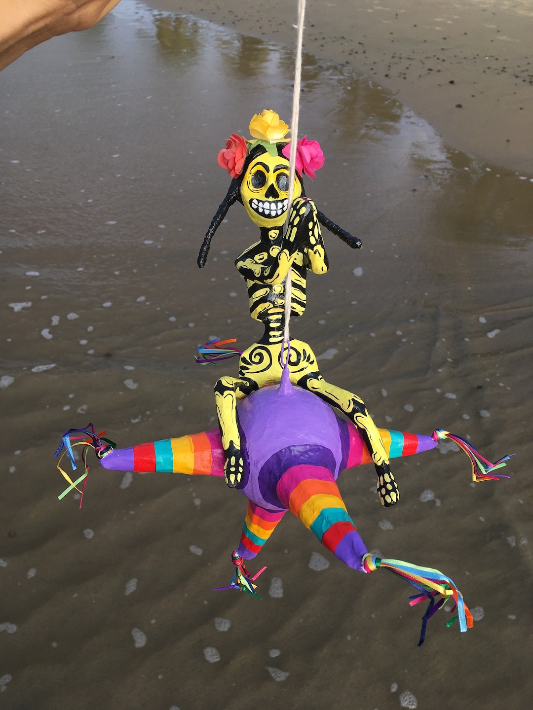 Hanging Paper Mache Skull on Pinata, Mexican Folk Art, Mexican Home ...