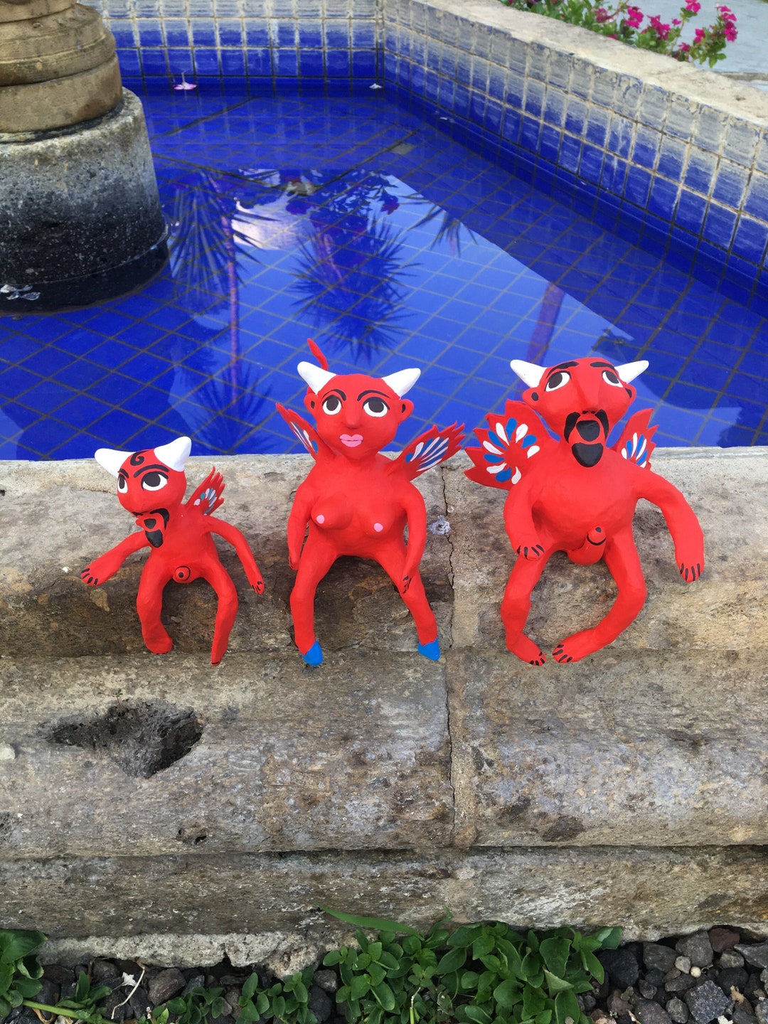 Family of Paper Mache Devils - Chubby Handmade Devils - Etsy