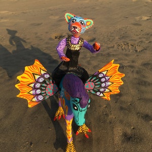 Paper Mache Dog and Horse Alebrije, Horse With Wings, Mexican Home ...