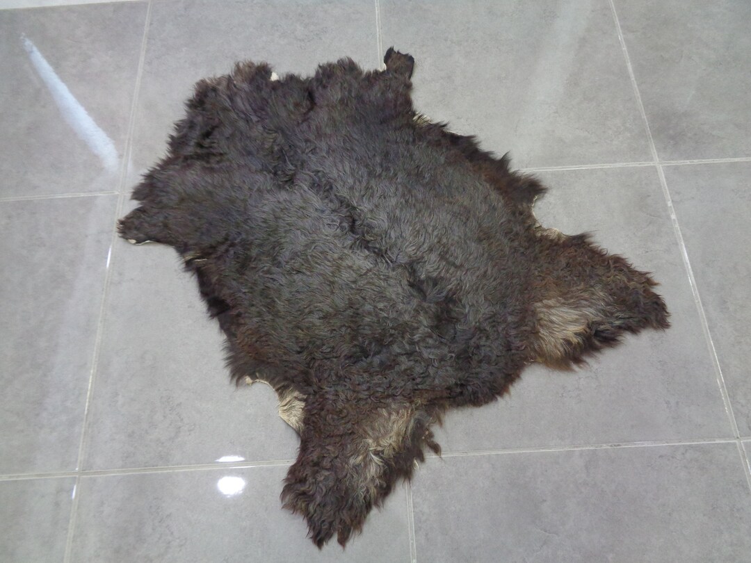 Dark Mohair Goatskin Rug, Long Hair Goat Rug for Upholstery, Wall Decor ...