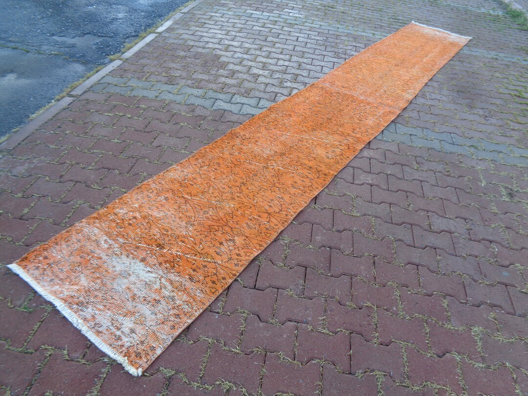 17.x2.5 Ft Orange Runner Rug Extra Long Runner Rug for Stairs Vintage ...