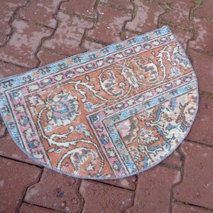 2.4x1.6ft Vintage Half Circle Vintage Rug, Rustic Rug Mat, Half Round ...