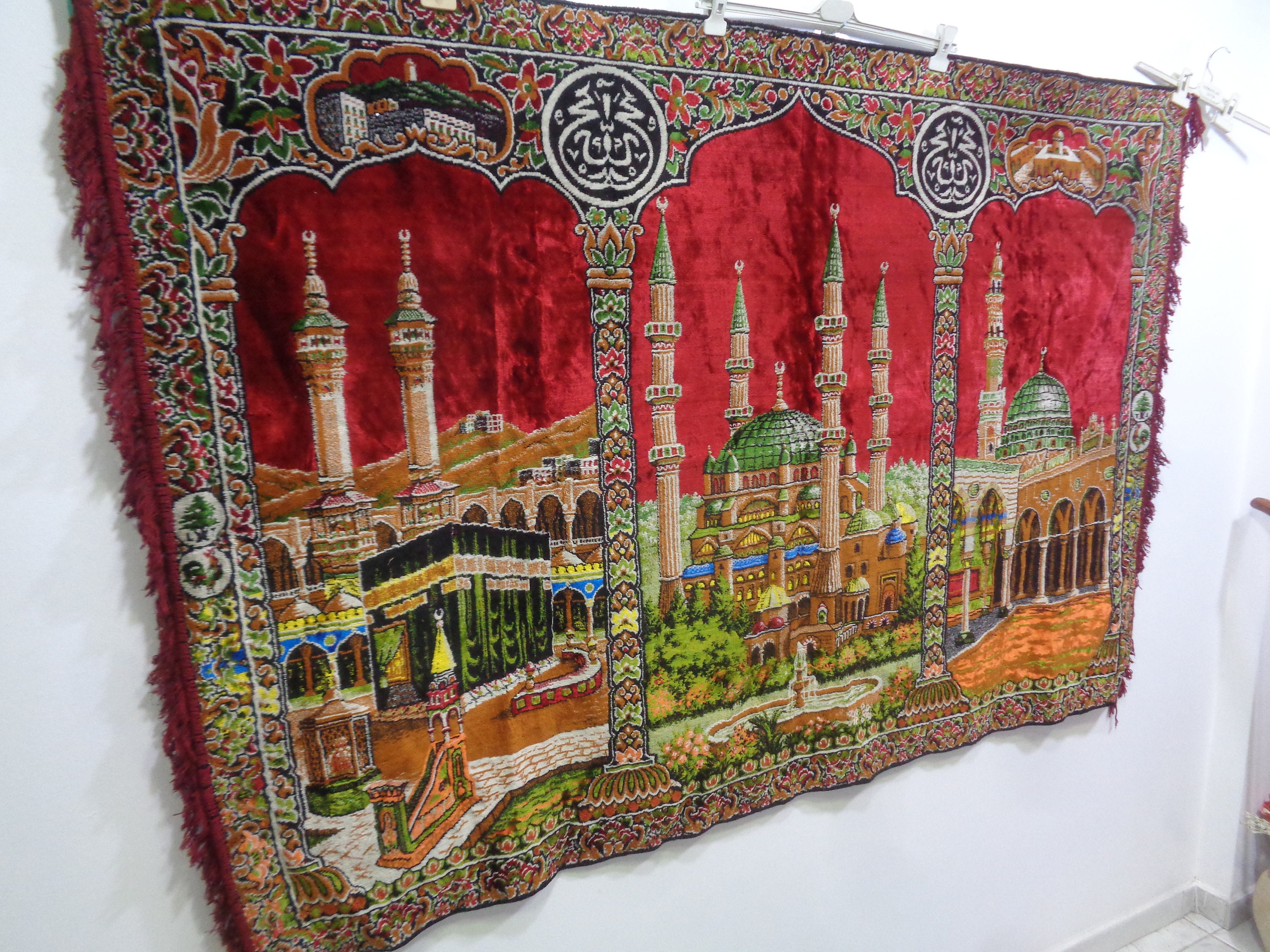 5.8x3.9ft Red-brown Islamic Wall Carpet Holy Kaaba&masjid an Nabawi ...