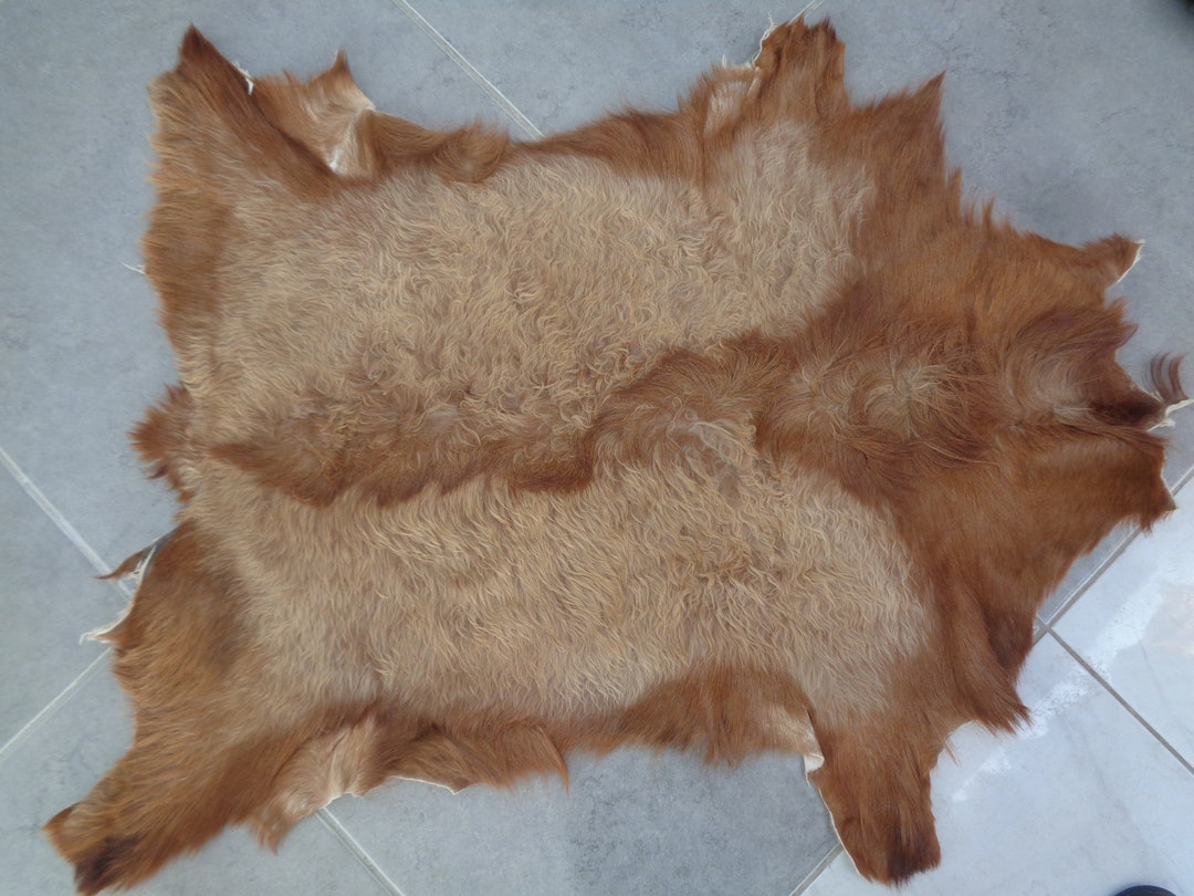 3.8x2.8, 100% Real Brown Goatskin Rug – Natural Goat Hide – Hair-on ...