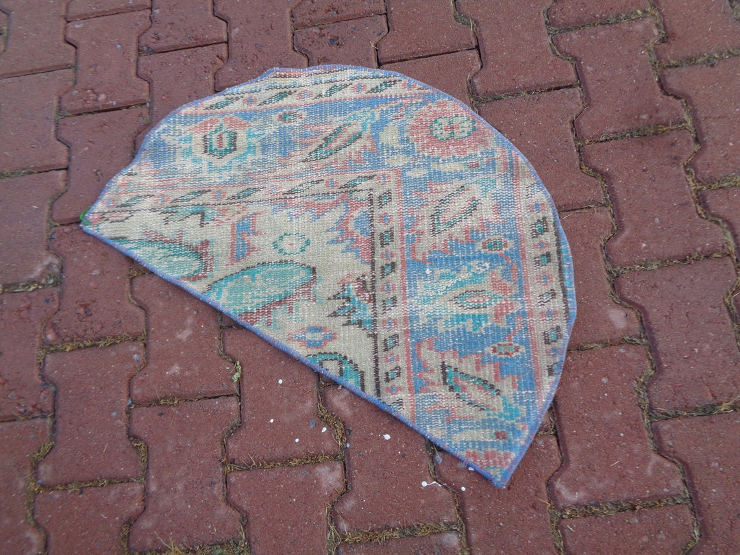 2.4x1.6ft Vintage Half Moon Vintage Rug, Rustic Rug Mat, Half Round ...
