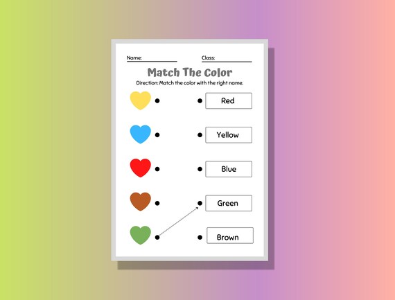 Match the Colour Worksheet Activity Pages for Children - Etsy