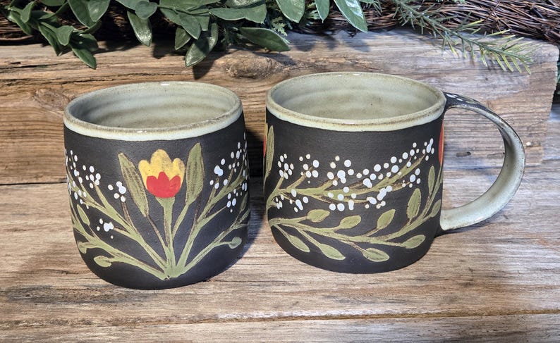 Hand Painted Swedish Floral Mug - Etsy