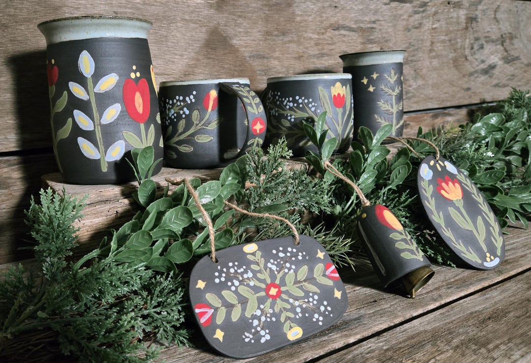 Hand Painted Swedish Floral Mug - Etsy