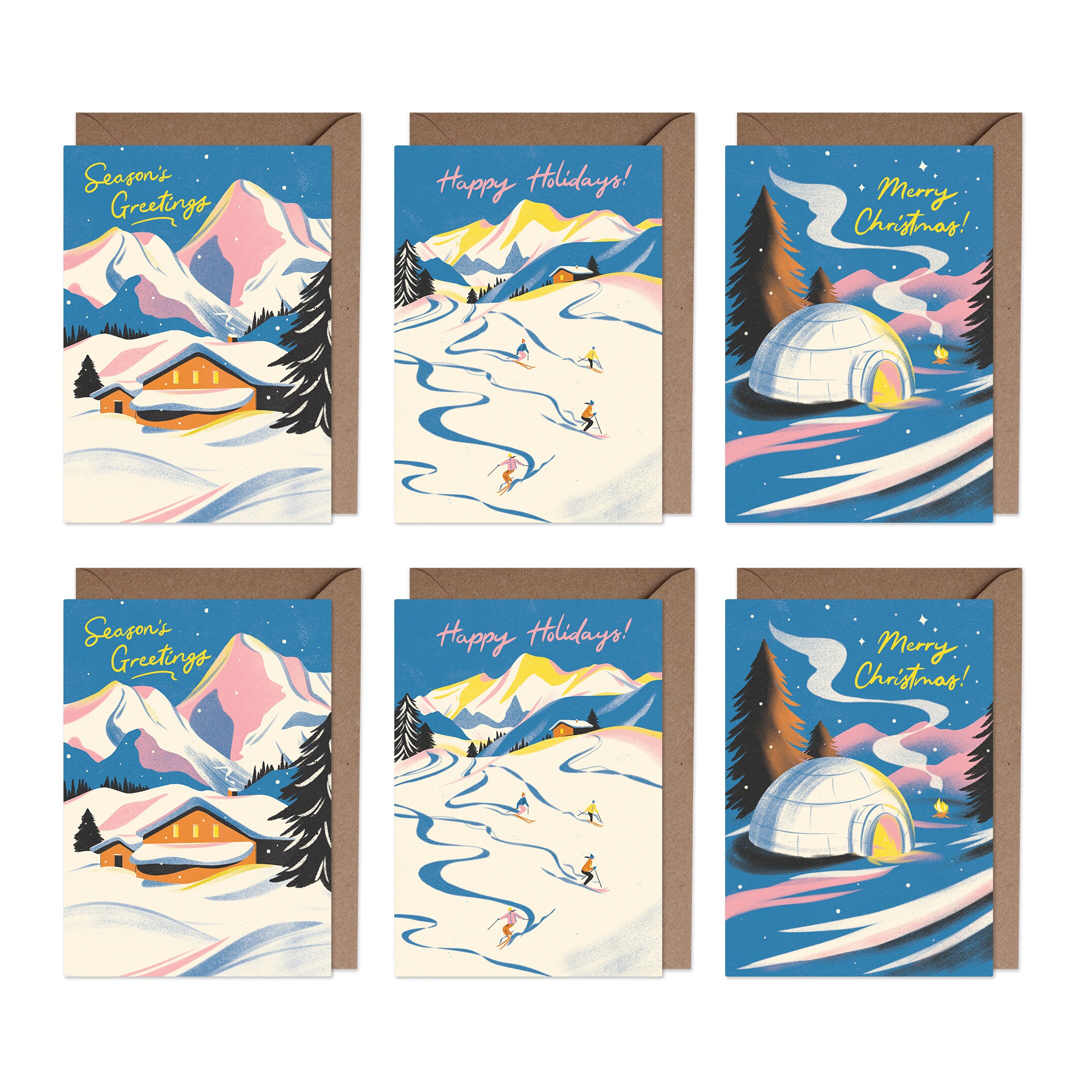 Snowy Christmas Cards | Set of 6 | A6 | Chalet, Skiing and Igloo Cards ...
