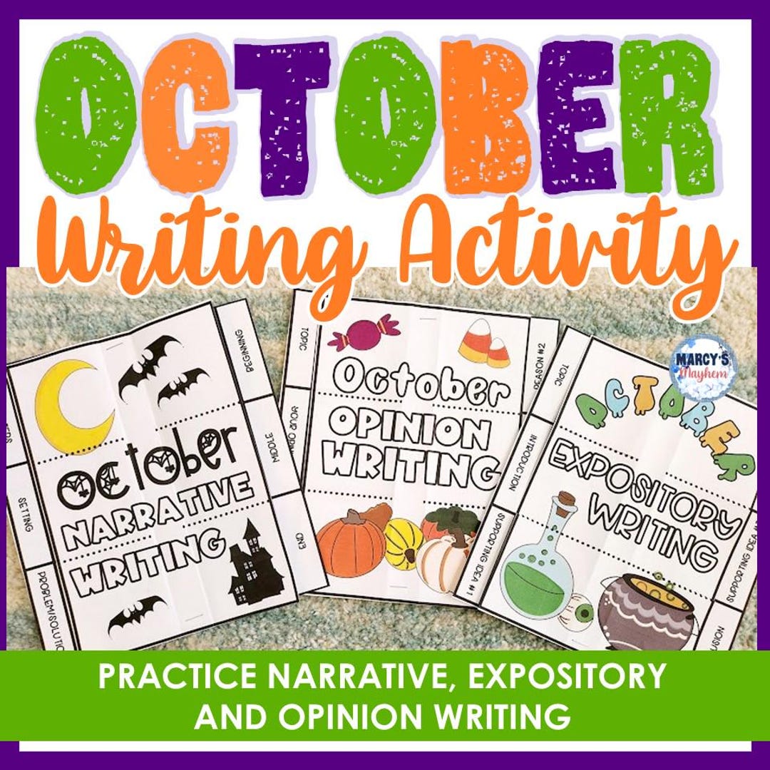 October Writing Prompts 3rd 4th 5th Grade Halloween Craft Activity Fall ...